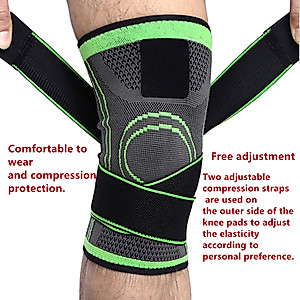 davidamy's gift Knee Brace Knee Suport for Running & Gym Work etc., Knee Compression Sleeve for Joint Pain and Arthritis Relief, Improved Circulation Compression-Pack of 2 (Green, X-Large)