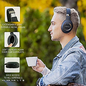Bluetooth Headphones Over-Ear, PowerLocus Wireless Headphones, Hi-Fi Stereo Deep Bass, Soft Earmuffs Foldable Headphone with Built-in Microphone, Wireless and Wired Headset for Cell Phones,Tablets, PC