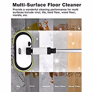 Cordless Electric Mop, Electric Floor Cleaner with LED Headlight & Water Sprayer, Up to 60 mins Detachable Battery, Dual-Motor Powerful Spin Mop with 300ML Water Tank for Multi-Surface, Self-Propelled