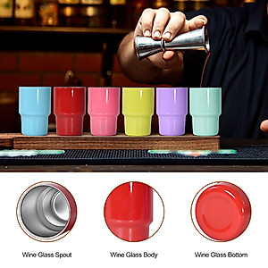 AGH 3 oz Mini Tumbler Shot Glass with Straw and Lid White Stainless Steel Sublimation Tumblers Double Wall Vacuum Insulated Cups, 6 Pack