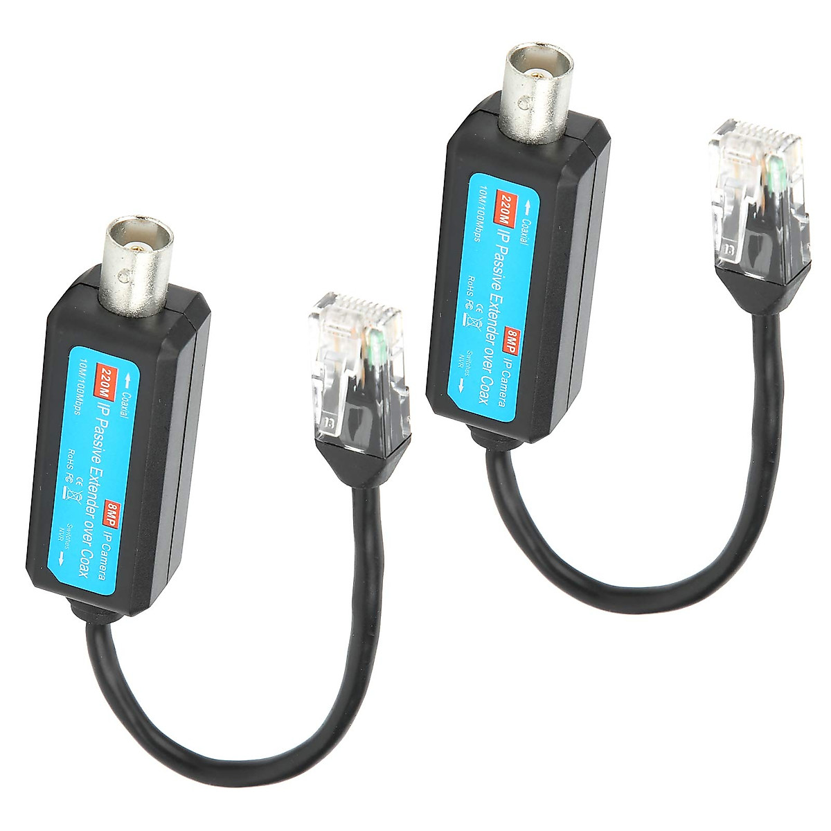 1 Pair Passive Ethernet Extender Over Coax IP Passive Extender Ethernet Over Coax Plug and Play Over for Web Camera