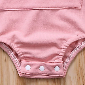 Newborn Baby Boys Girls Bunny Hooded One Piece Romper Easter Rabbit Ears Long Sleeves Jumpsuit with Pocket (Pink, 6-12m)