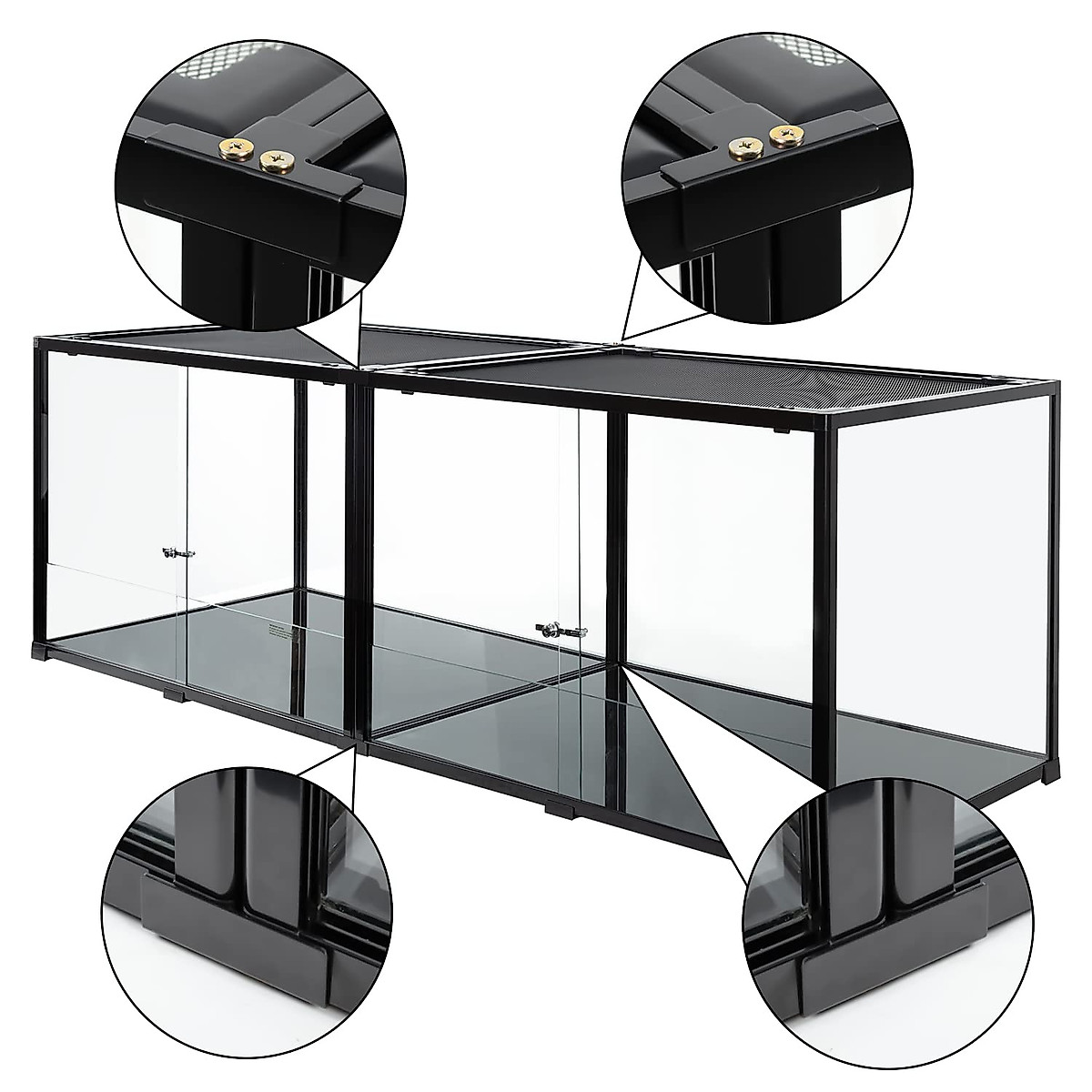 OIIBO Upgrade Extra-Long Reptile Terrarium, 72" x 24" x 24" Extra Large Spliceable Reptile Glass Tank with Double Front Sliding Doors for Adult Reptiles Boa Snake Bearded Dragon Gecko Etc