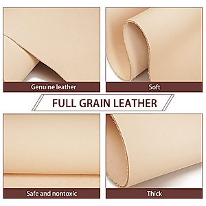 Vegetable Tanned Leather Sheets for Crafts (3.5-4.0oz | 1.5mm Thickness) Full Grain Tooling Leather Thick Cowhide Crafting Leather (Creamy-1.5mm, 12"x12")