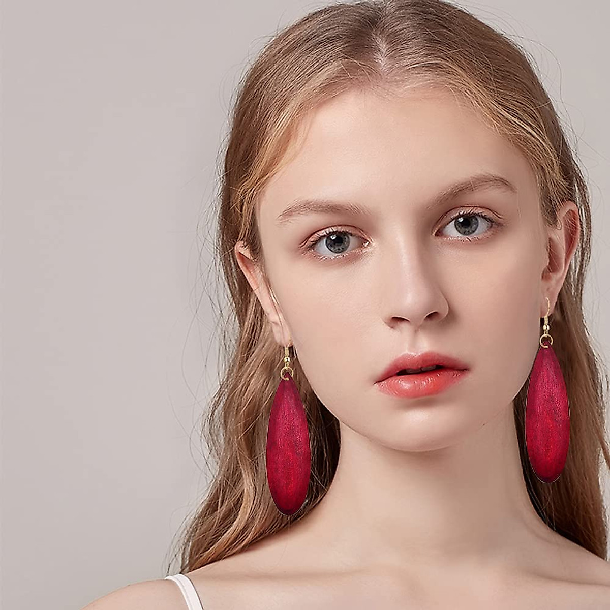 8 Pairs Unique Lightweight Handmade Vintage Bohemian Nature Wooden Dangle Drop Earrings Boho Retro Geometric Teardrop Wood Hook Earring Sets for Women Statement Jewelry Gifts (8 Pairs)