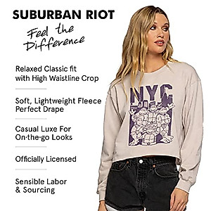 Suburban Riot TMNT Official Nyc Turtles Women's Crop Fleece Sweatshirt (Medium) Cream
