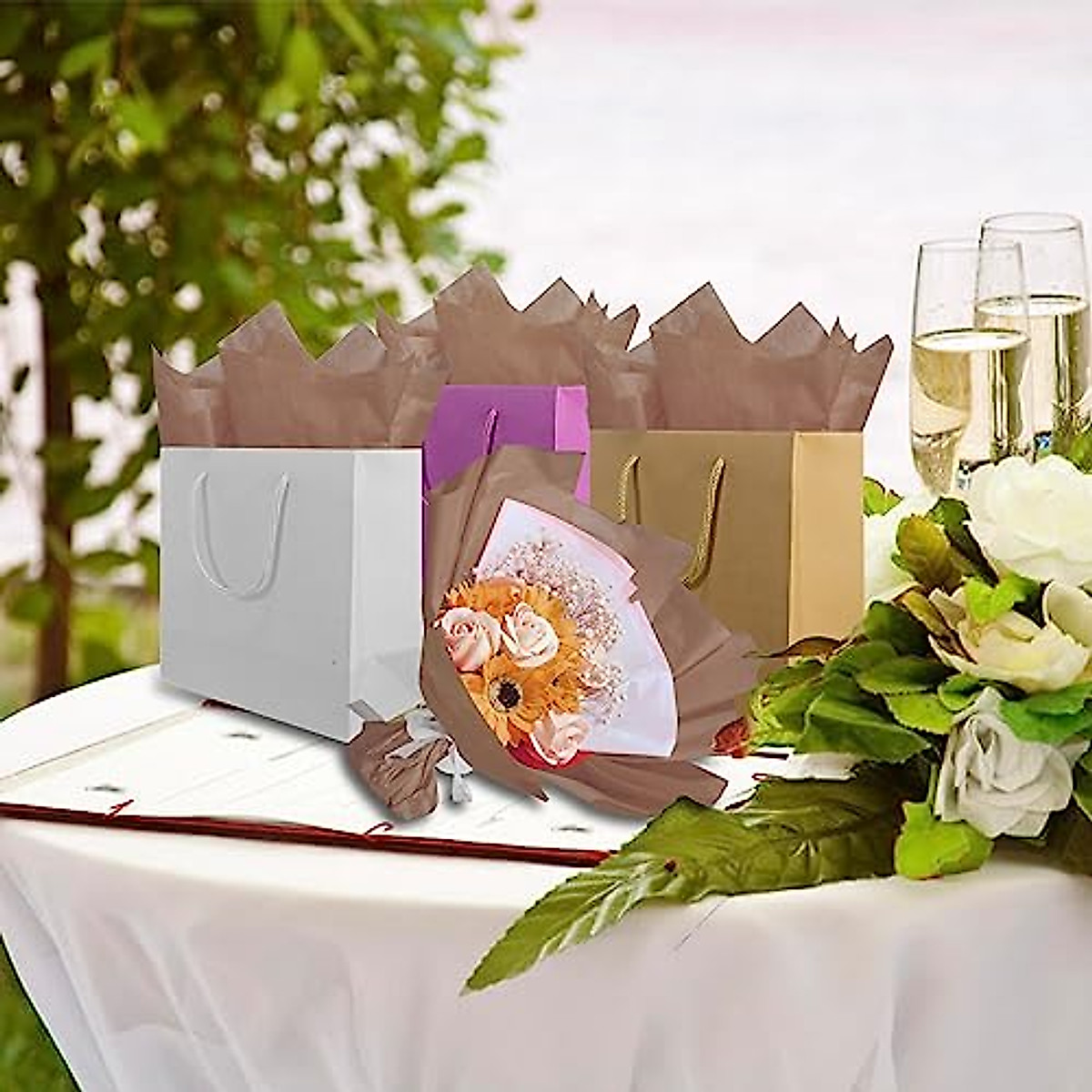 Undemouc Brown Tissue Paper 100 Sheets Tissue Paper Bulk for Bags 20x14 Inches Wrapping Tissue Paper for DIY Crafts Birthday Wedding Holiday Christmas Party Decor
