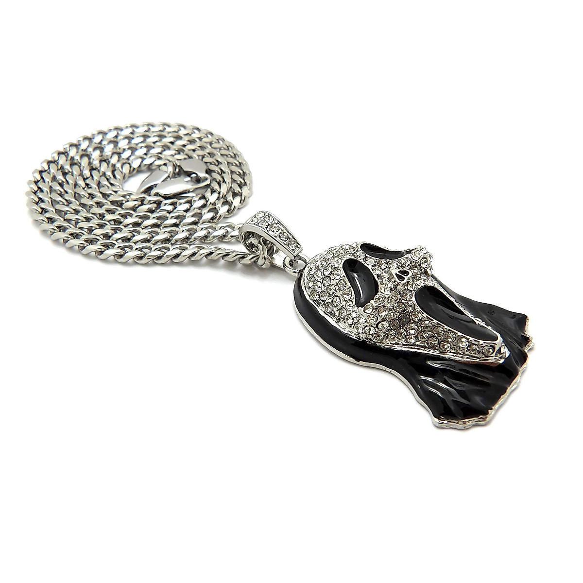 Iced Scream Face Pendant 5mm/18,20",24",30" Stainless Steel Cuban Chain Fashion Necklace SRC9 (20")