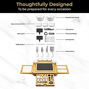 SMIRLY Charcuterie Boards Gift Set: Large Charcuterie Board Set, Bamboo Cheese Board Set - Unique Mothers Day Gifts for Mom - House Warming Gifts New Home, Wedding Gifts for Couple, Bridal Shower Gift