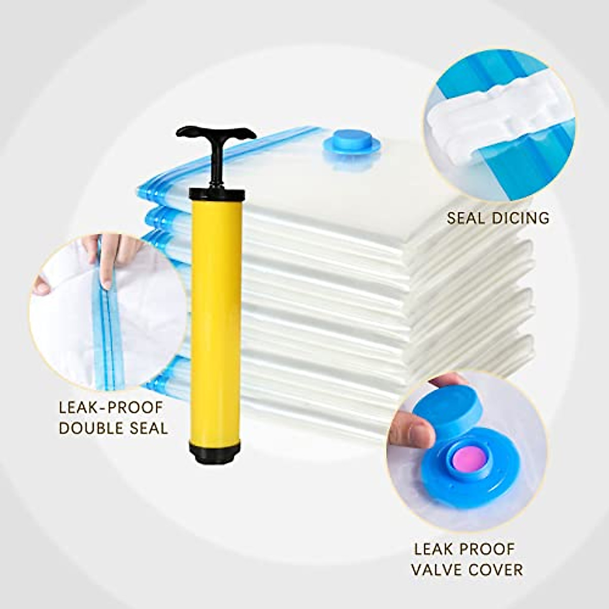 YIFEY Vacuum Storage Bags,6 Pack Jumbo Space Saver Bags,Vacuum Sealer Bags with Travel Hand Pump,Compression Bags for Store Clothes,Pillows,Quilts,Travel