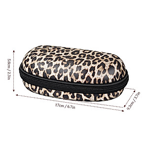 MoKo Unisex PU Protective Eyeglasses Case, Leopard, Zipper, 6.69x3.66x2.28in, 3.27oz