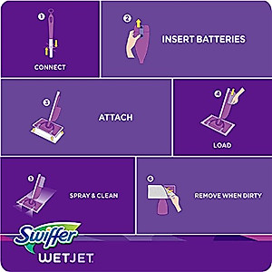 Swiffer WetJet Hardwood Floor Cleaner, Spray Mop Pad Refill, Multi Surface, 12 Count (Packaging May Vary), Pack of 8