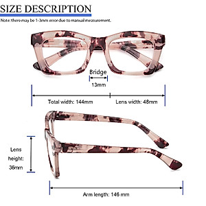 REAVEE 3 Pack Oprah Style Reading Glasses Blue Light Blocking Computer Square Retro Readers for Women with Spring Hinge 2.0
