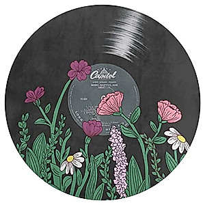 GAGNONLEE Record Album Round Rug Music Carpet Floor Mat Non-Slip Carpet for Entryway Living Dinning Bedroom Sofa Home Decoration Diameter 4Ft, Black-1