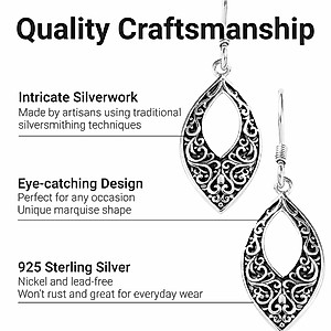 Shop LC 925 Sterling Silver Dangle Earrings - Celtic Dangling Earrings for Women - Filigree Drop Earrings Costume Jewelry for Women Birthday Gifts for Women