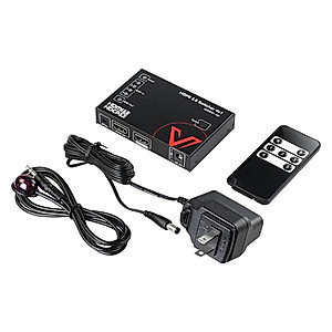 AV Access HDMI 2.0 Switch 4 in 1 Out UHD 4K@60Hz & 1080p@120Hz, HDR10 Dobly Vision and 3D, 18Gbps Zero Latency, HDCP 2.2, Plug & Play, IR Remote/Plug-in/Button Switch, Digital DTS-HD TrueHD Audio