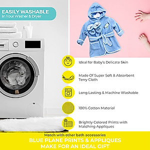 Spasilk Hooded Terry Bathrobe with Booties, Blue Plane, One Size