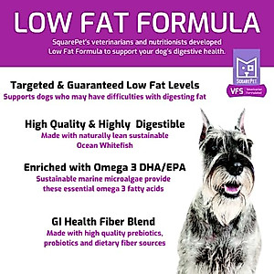 SquarePet Veterinarian Formulated Solutions Low Fat Content Lean Whitefish, Highly Digestible, Dry Dog Food 22lbs