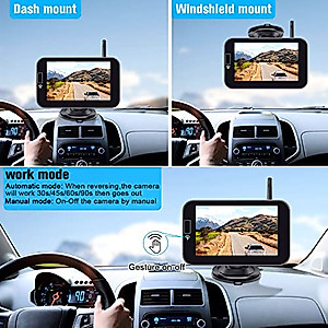 LeeKooLuu Solar Wireless Backup Camera HD 1080P Rechargeable System 5'' Monitor 3 Mins Installation for Car Truck Camper Small RV Hitch Rear View Camera LK14