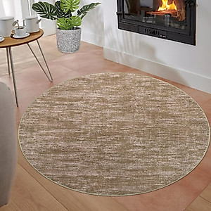 RUGSREAL Round Area Rug 3ft Solid Area Rug Washable Indoor Floor Carpet Contemporary Area Rug Modern Round Rug for Bedroom Living Room Kitchen Home Office, Taupe
