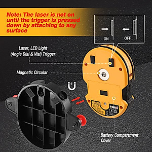 PREXISO Multi Surface Laser Level LED Light Vial, 30Ft Horizontal & Vertical Line Laser with Wall Mount Base, 2 Pins, 10 Sticker, 2 AA Batteries for Hanging Frames & Picture, Construction Wall Writing