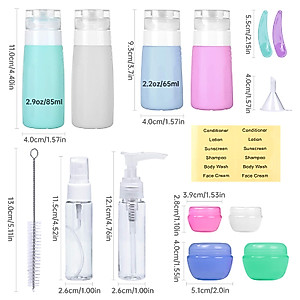 Benbilry 16 Pack Travel Bottles Set for Toiletries, TSA Approved Travel Size Containers Leak Proof Travel Accessories, Silicone Squeezable Shampoo and Conditioner Bottles, Perfect for Travel Business