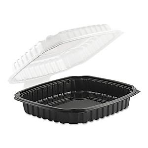 Anchor 4669911 Culinary Basics Microwavable Container, 36 oz, Clear/Black, 100/Carton