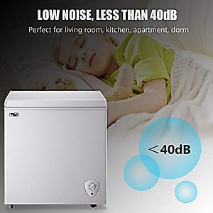 Chest Freezer Compact Deep Freezer WANAI 5.0 Cu.Ft for Garage Adjustable Temperature 7 Thermostat and Energy Saving Removable Basket for Garage Basement Dorm Apartment Kitchen Business
