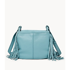 Fossil Women's Gigi Leather Flap Crossbody Purse Handbag, Turquoise