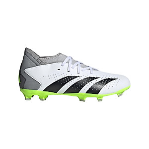 adidas Predator Accuracy.3 Firm Ground Sneaker, White/Core Black/Lucid Lemon, 5.5 US Unisex Big Kid