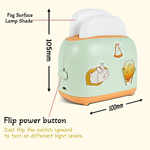 THAYLA Cute Night Lights with USB Rechargeable & Kawaii Stickers for Kids Toaster Lamp Bread Night Light Room Desk Decor for Bedroom, Baby Nursery, Living Room, Dining Pink