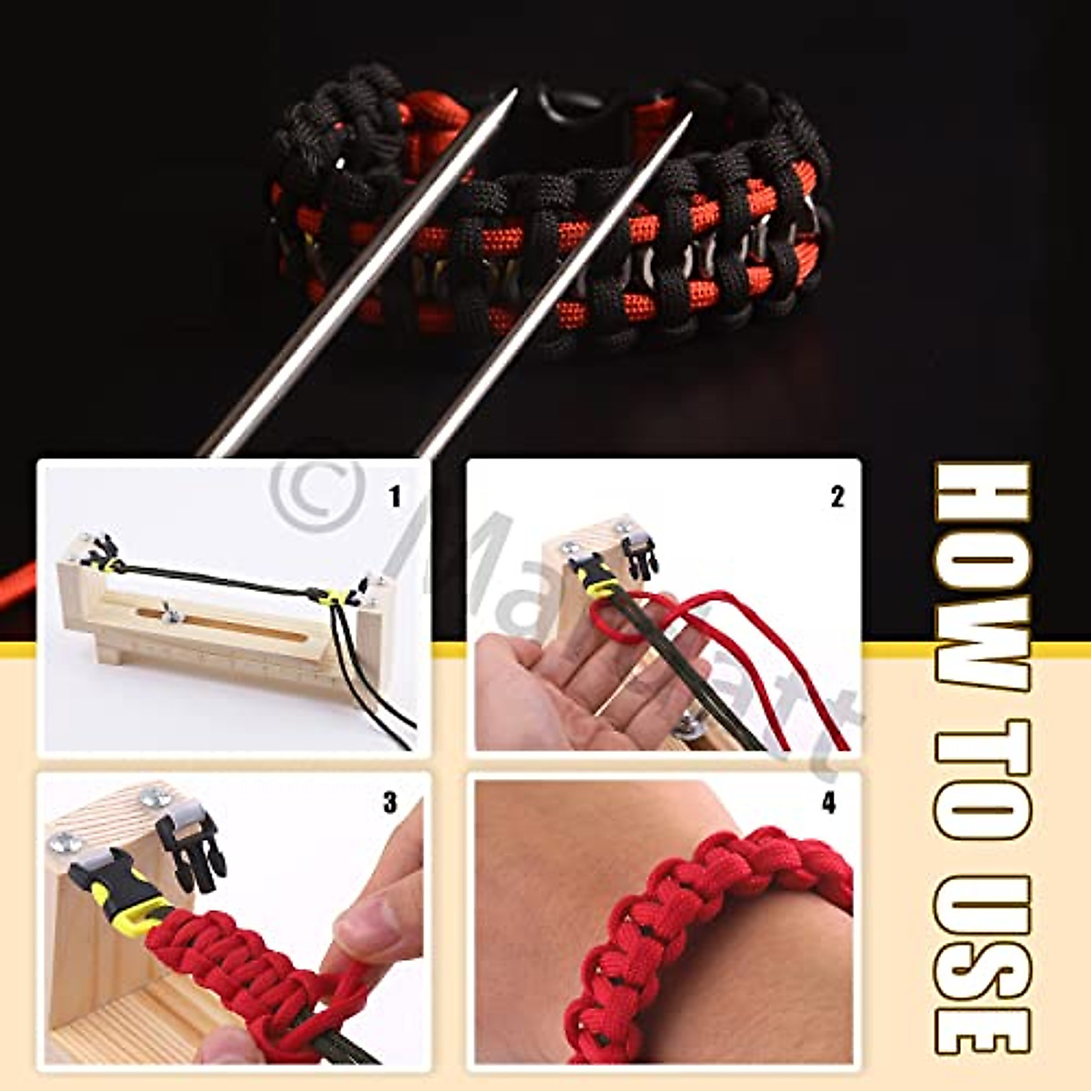 Mardatt 21Pcs Bracelet Jig Kit with Bracelet Maker Knotters Tool Kit, Adjustable Length Paracord Jig Lacing Needles Paracord FID Set for Wristband Braiding DIY Craft Bracelets Weaving