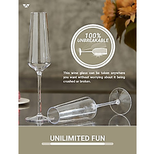 MICHLEY Champagne Flutes Glasses Set of 2, 7.5 oz Unbreakable Tritan Plastic Sparkling Wine Glass, Anniversary, Wedding Gifts