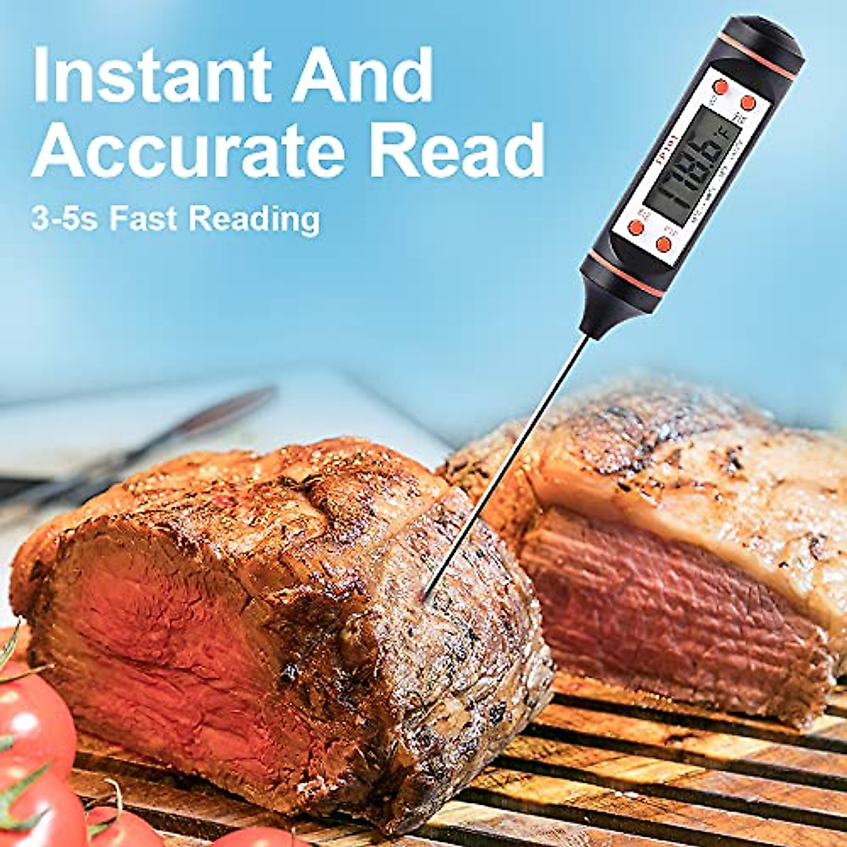 Digital Meat Thermometer Instant Read for Grilling Candy Thermometer BBQ Food Thermometer for Cooking Kitchen Thermometer Long Probe