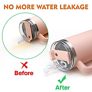 Set of 3 Silicone Spill Proof Stopper for Stanley Cup 1.0 40oz/ 30oz, Including 2 Straw Covers, 2 Stopper & 2 Leak Stopper Compatible for Stanley Adventure Quencher Travel Tumbler 40oz