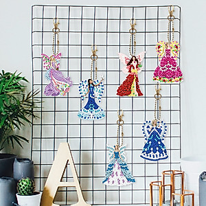 LUSandy 6pcs DIY 5D Angel Lady Diamond Painting Keychain Kits Double Sided Special Shape Lady Diamond Art Key Chain Key Ring Set for Backpack Shoulder Bag Accessories Adults and Kids