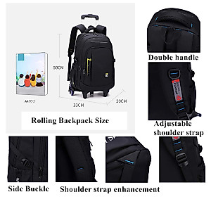 VIDOSCLA Elementary Trolley Backpack Senior High School Rolling Carry-on Luggage Book Bag with Wheels for Teens