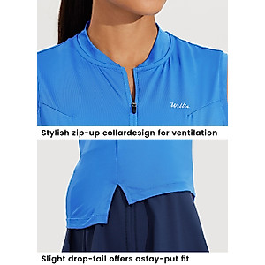 Willit Women's Sleeveless Golf Shirts Polo Tennis Tank UPF 50+ Lightweight Quick Dry Athletic Shirts Brilliant Blue S