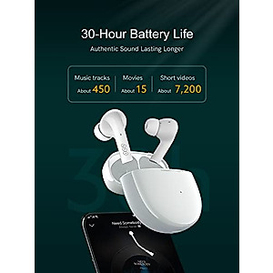 QCY MeloBuds Wireless Earbuds T18 Multipoint Connection Headphones, QCC3050 Bluetooth 5.2 in Ear Lightweight Stereo Earphones, aptX Adaptive Studio Sound Headset, aptX Voice, 30H Playtime