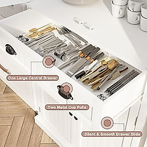 HLR Freestanding Kitchen Pantry Storage Cabinet with Adjustable Shelves, Black Pantry Cabinet for Kitchen, Living Room and Dining Room,White