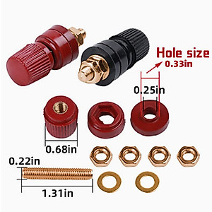 zipelo 3/8" Copper Battery Terminal, 2PCS Premium Remote Battery Power Junction Post Connector, 6MM Terminal Kit, Universal Automotive Accessories, Fit for Car Truck SUV Boat RV