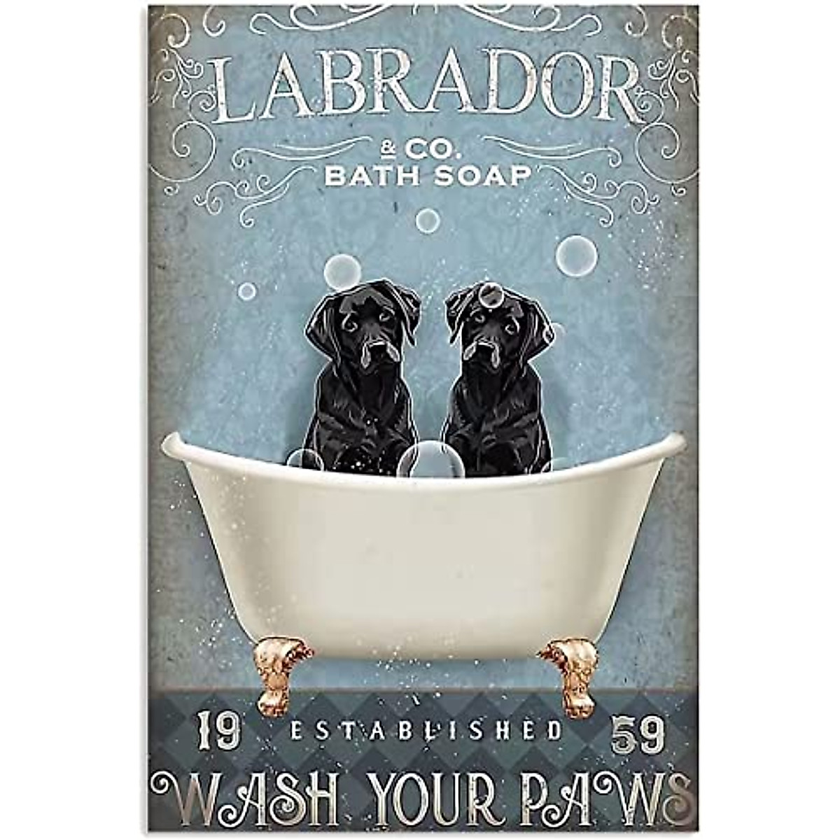 Black Labrador Metal Tin Sign Black Labrador Co.Bath Soap Funny Poster Cafe Living Room Bathroom Kitchen Home Art Wall Decoration Plaque Gift