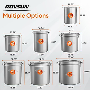 ROVSUN 30QT Turkey Fryer Pot & Seafood Boil Pot with Strainer Basket, Lid, Hook & Steamer, Aluminum Stock Pot for Turkey Frying & Crab, Lobster, Shrimp Boiling for Outdoor Cooking & Gatherings