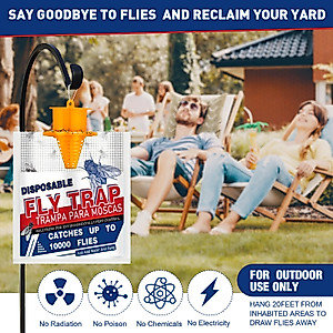 Qualirey 24 Pcs Hanging Fly Trap Outdoor Home Fly Bags Outdoor Disposable Fly Killer with Natural Attractant Large Fly Trap Bag Flying Insect Trap for Backyard Balcony Patio Camping (Orange)