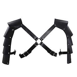 Men's Black Faux Leather Body Chest Harness Adjustable Shoulder Armors Buckles Steampunk Medieval Gothic Knight Armor