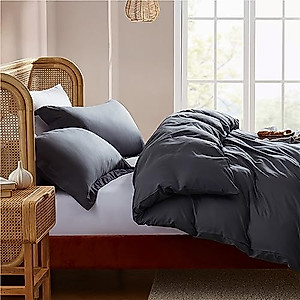 Nestl Grey Duvet Cover Queen Size - Soft Double Brushed Queen Duvet Cover Set, 3 Piece, with Button Closure, 1 Duvet Cover 90x90 inches and 2 Pillow Shams