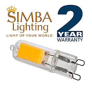 Simba Lighting G9 LED COB Light Bulb (4 Pack) 2W T4 20W to 25W Halogen Replacement for Pendants, Ceiling Lights, Desk Lamp, Wall Sconce, 120V JCD Bi-Pin Base Non-Dimmable, 2700K Warm White