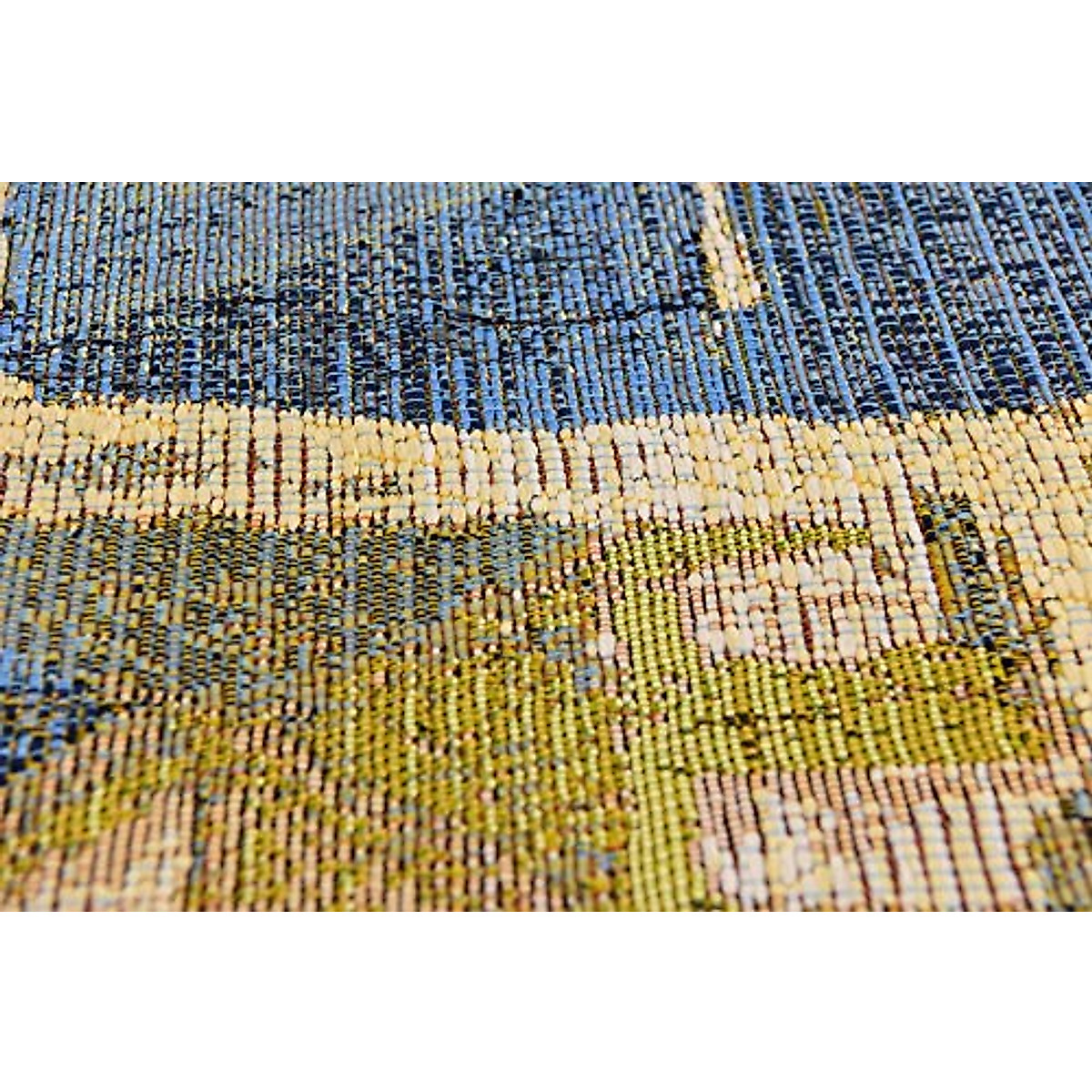 Unique Loom Outdoor Modern Collection Area Rug - Glyph (8' x 11' 4" Rectangle, Blue/ Beige)