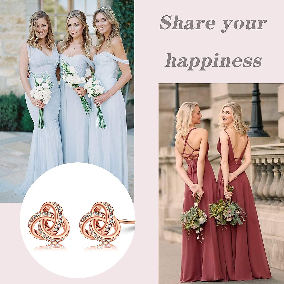Bridesmaid Gifts Set I Couldn't Tie The Knot Without You Wedding Jewelry Stud Earrings Bridesmaids Proposal Gifts Love Knot Earrings Rose Gold Proposal Gift Earring Set of 4/6