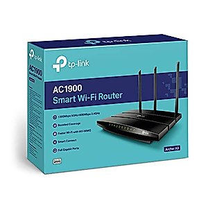 TP-Link AC1900 Smart WiFi Router (Archer A9) - High Speed MU-MIMO Wireless Router, Dual Band, Gigabit, VPN Server, Beamforming, Smart Connect, Works with Alexa, Black